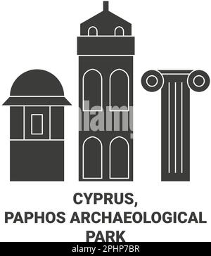 Cyprus, Paphos Archaeological Park travel landmark vector illustration ...