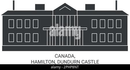 Canada, Hamilton, Dundurn Castle travel landmark vector illustration ...