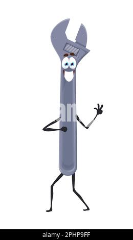 Cartoon funny wrench diy, building and repair tool character. Isolated ...