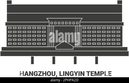 China, Hangzhou, Lingyin Temple, travel landmark vector illustration ...