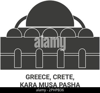 Greece, Crete, Kara Musa Pasha travel landmark vector illustration ...