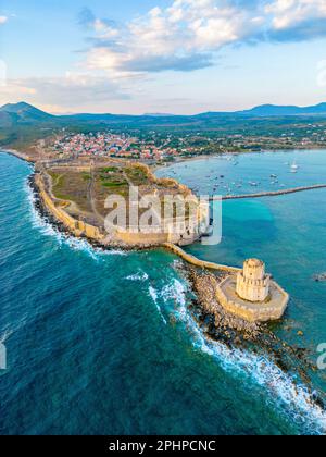 Sunset panorama of Methoni town in Greece Stock Photo - Alamy