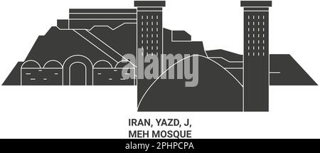 Iran, Yazd tourism landmarks, vector city travel illustration Stock ...