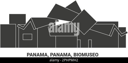 Panama, Biomuseo, travel landmark vector illustration Stock Vector ...