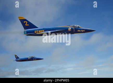 Grumman Tiger F-11 Blue Angels fighter jet at Planes of Fame Museum ...