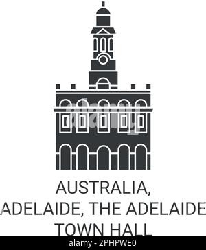 Australia, Adelaide, The Adelaide Town Hall travel landmark vector ...