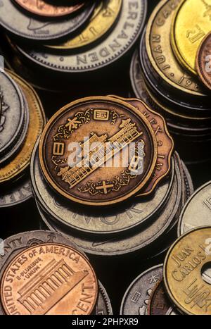 1990 HISTORICAL STACKS OF NATIONAL COINS Stock Photo - Alamy
