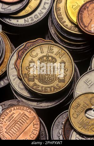 Various Spanish coins Stock Photo - Alamy