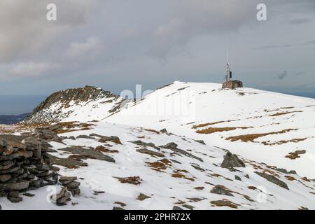 The Summit of Ben Stack on a wintery April day, It is classed as a ...