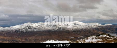 At the summit of Ben Stack looking towards Meall Garbh and Loch Stack ...