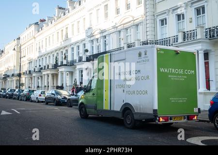 London- January 2023: Waitrose delivery van in Holland Park, West ...