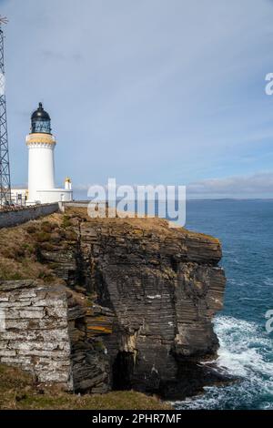 The Noss Head Lighthouse is an active 19th-century lighthouse near Wick ...