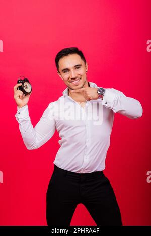 serious man approve in studio, selective focus and copy space. photo of ...