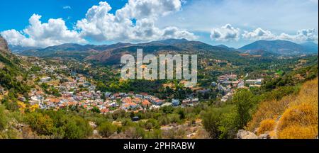 Aerial view of Greek village Spili at Crete island Stock Photo - Alamy