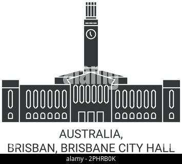 Australia, Brisban, Brisbane City Hall travel landmark vector ...
