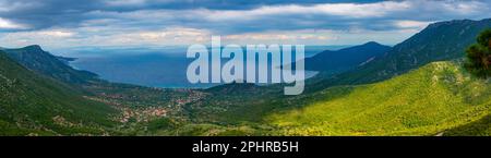 Panorama view of Poulithra village at Peloponnese island in Greece ...