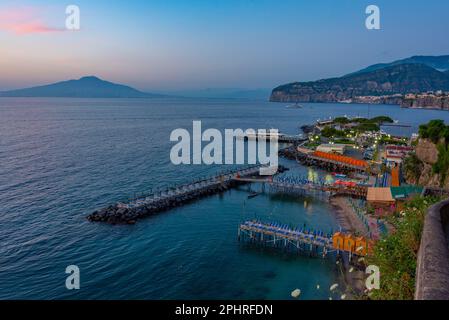 Night aerial view of Leonelli's beach at Sorrento, Italy Stock Photo ...