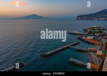 Night aerial view of Leonelli's beach at Sorrento, Italy Stock Photo ...