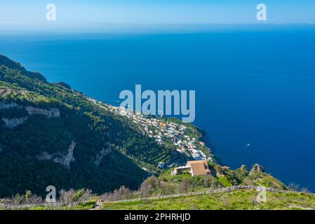 Aerial view of Italian town Praiano Stock Photo - Alamy