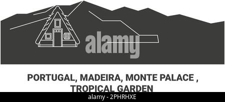 Portugal, Madeira tourism landmarks, vector city travel illustration ...