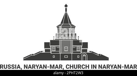 Russia, Naryanmar, Church In Naryanmar, travel landmark vector ...