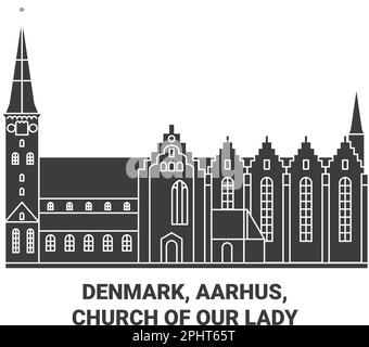 Denmark, Aarhus, Church Of Our Lady travel landmark vector illustration Stock Vector Image & Art ...