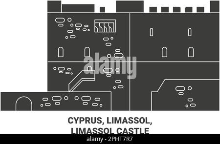 Cyprus, Limassol, Limassol Castle travel landmark vector illustration ...