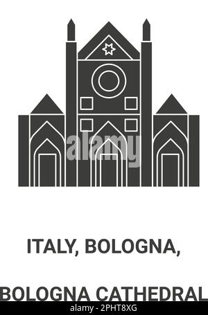 Italy, Bologna, San Petronio Basilica, travel landmark vector ...