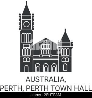 Australia, Perth, Council House travel landmark vector illustration ...