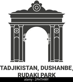 Tadjikistan, Dushanbe, Rudaki Park travel landmark vector illustration ...