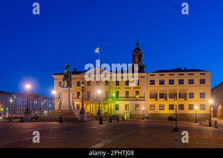 Sunset view of the gustav adolf square in Goteborg, Sweden Stock Photo ...