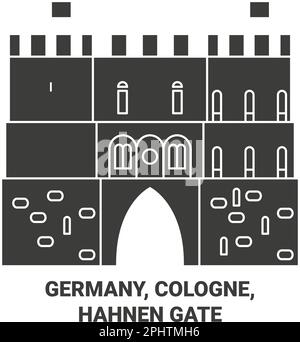 Germany, Cologne, Hahnen Gate travel landmark vector illustration Stock ...