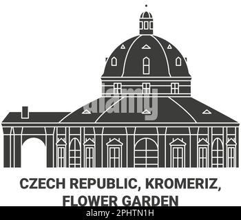 Czech Republic, Kromeriz, Flower Garden, travel landmark vector ...