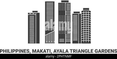 Philippines, Makati, Ayala Triangle Gardens travel landmark vector ...