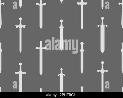 Silhouettes of swords seamless pattern. Curved and straight swords ...
