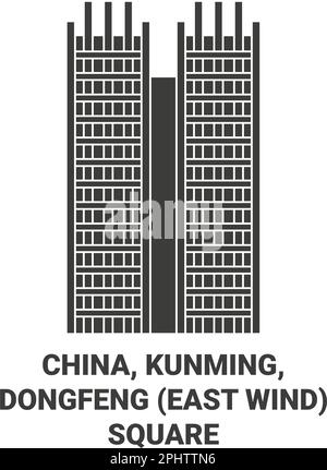 China, Kunming tourism landmarks, vector city travel illustration Stock ...