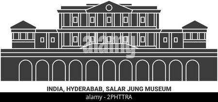 India, Hyderabab, Salar Jung Museum travel landmark vector illustration ...