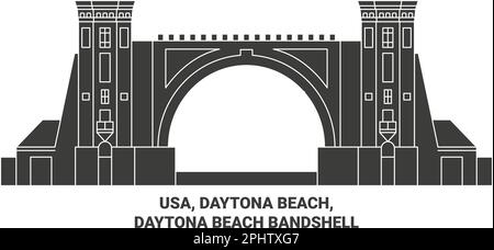 Usa, Daytona Beach, Daytona Beach Bandshell travel landmark vector ...