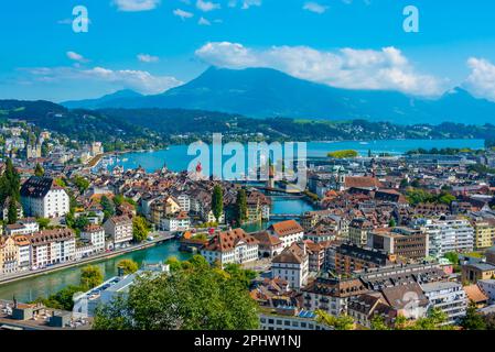 Panorama view of Luzern from Guetsch palace Stock Photo - Alamy