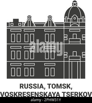 Russia, Tomsk, Voskresenskaya Tserkov' travel landmark vector ...