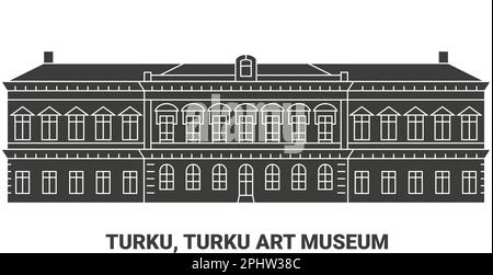 Finland, Turku, Turku Art Museum, travel landmark vector illustration ...