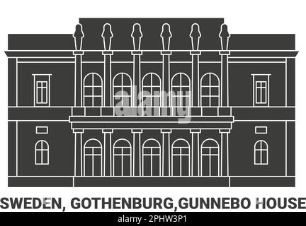Sweden, Gothenburg,Gunnebo House, travel landmark vector illustration ...