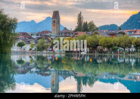 Cityscape of Unterseen in Switzerland Stock Photo - Alamy