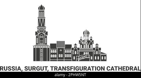 Russia, Surgut, Transfiguration Cathedral , travel landmark vector ...