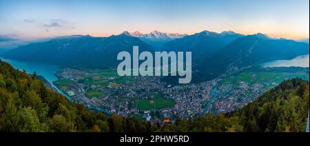 Sunset panorama view of Interlaken, Switzerland Stock Photo - Alamy