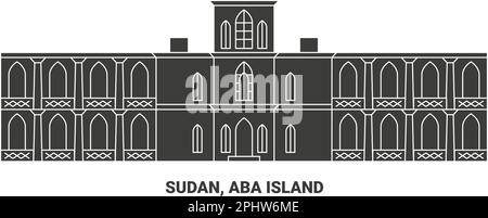 Sudan, Aba Island, travel landmark vector illustration Stock Vector ...