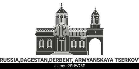 Russia, Derbent, Armyanskaya Tserkov' travel landmark vector ...