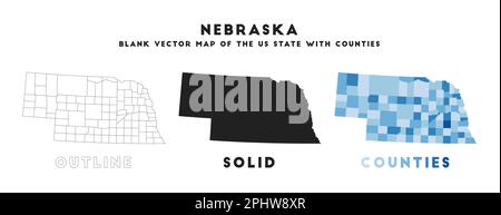 Nebraska, state of USA - solid black outline map of country area ...