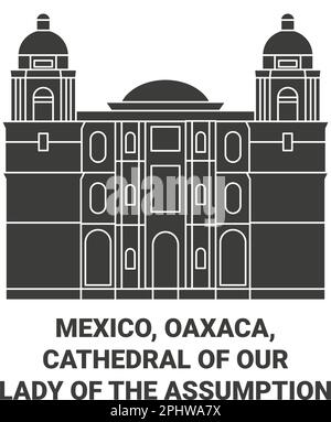 Mexico, Oaxaca tourism landmarks, vector city travel illustration Stock ...