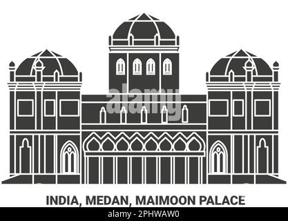 India, Medan, Maimoon Palace travel landmark vector illustration Stock ...